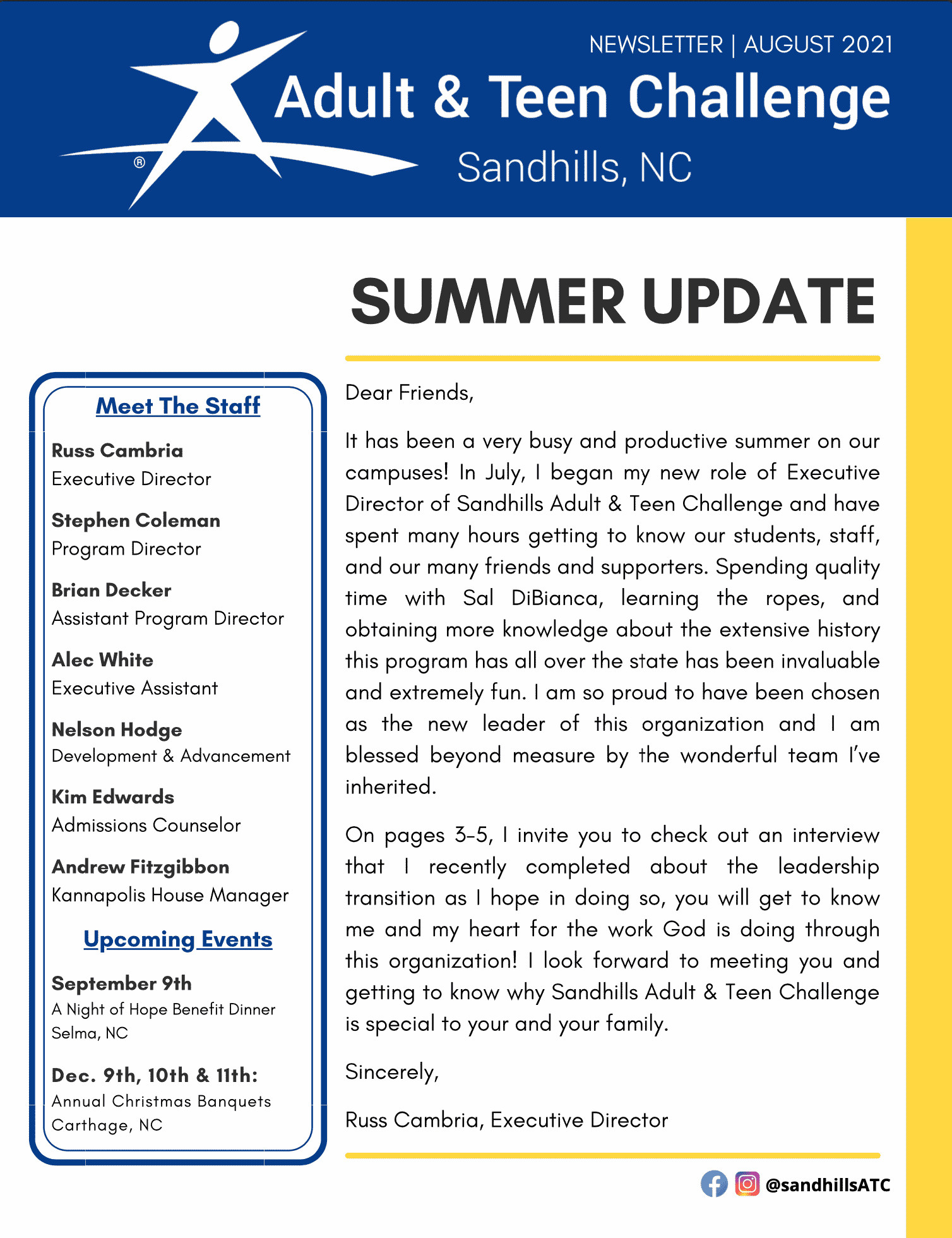 Summer 2021 Newsletter - Adult & Teen Challenge Sandhills